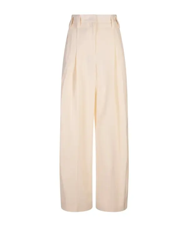 JIL SANDER Pleated Wide-leg Trousers - Ivory