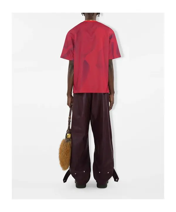 Burberry Rose-printed Short Sleeved Crewneck T-shirt - Red