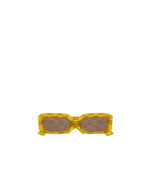 Gucci Logo-print Rectangular Sunglasses - Yellow