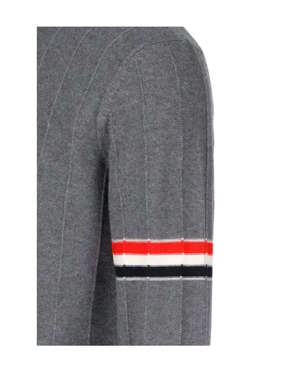 Thom Browne Rwb-stripe Long-sleeved Crewneck Jumper
