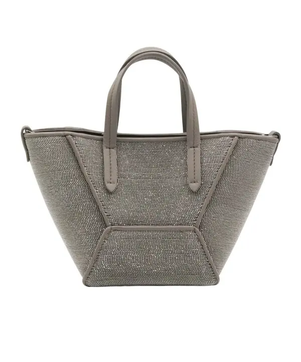 Brunello Cucinelli Mini Tote Bag With Dual Handles - Gray
