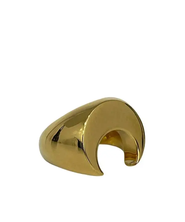 MARINE SERRE Logo Engraved Moon Motif Ring - Green
