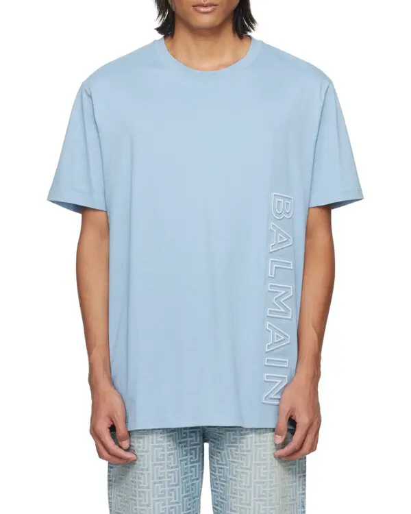 Balmain Logo Embossed Crewneck T-shirt