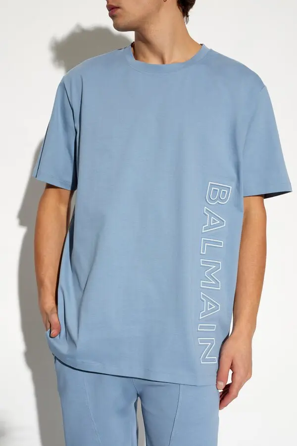 Balmain Logo Embossed Crewneck T-shirt