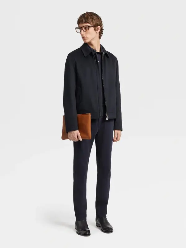 Zegna Cashseta Logo Knitted Polo Shirt - Black
