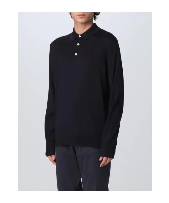 Zegna Cashseta Logo Knitted Polo Shirt - Black