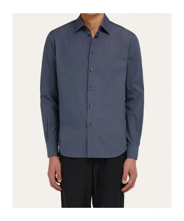 FERRAGAMO Micro-patterned Shirt - Graphite/matte Surface