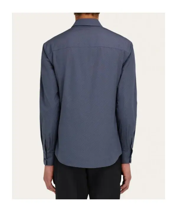 FERRAGAMO Micro-patterned Shirt - Graphite/matte Surface