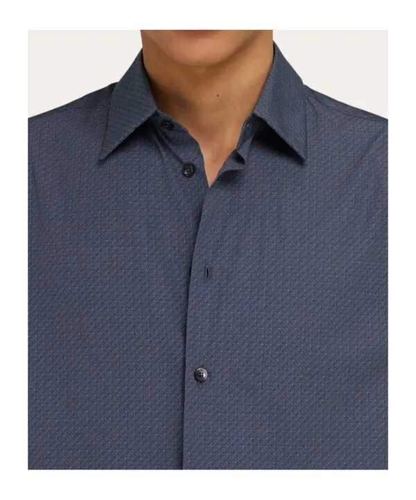 FERRAGAMO Micro-patterned Shirt - Graphite/matte Surface