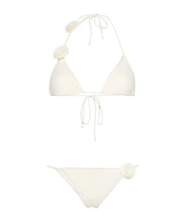 LA REVECHE Floral Appliqué Bikini - Ivory