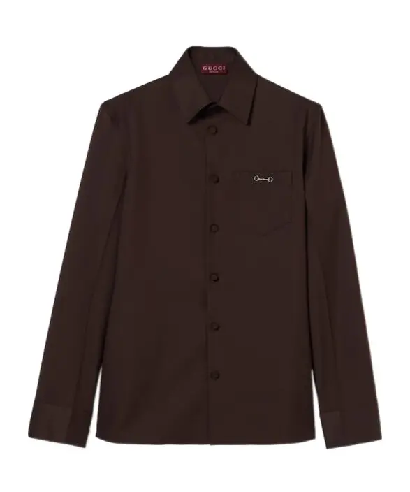Gucci Horsebit-embellished Twill Shirt - Dark Brown