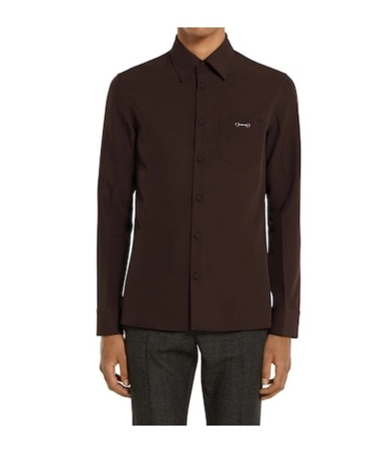 Gucci Horsebit-embellished Twill Shirt - Dark Brown