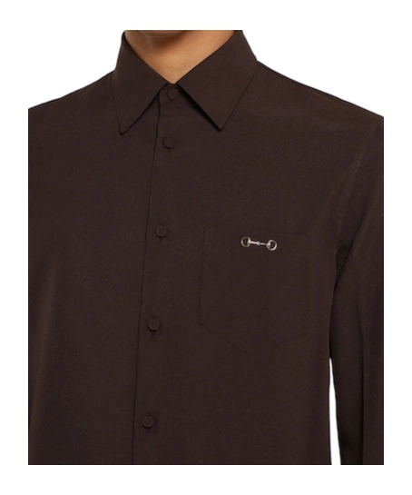 Gucci Horsebit-embellished Twill Shirt - Dark Brown