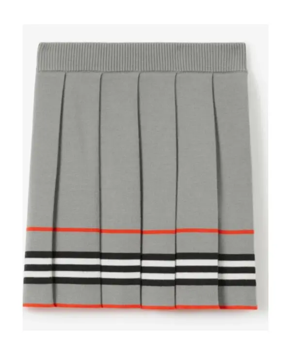 Burberry Icon Stripe Knitted Pleated Miniskirt