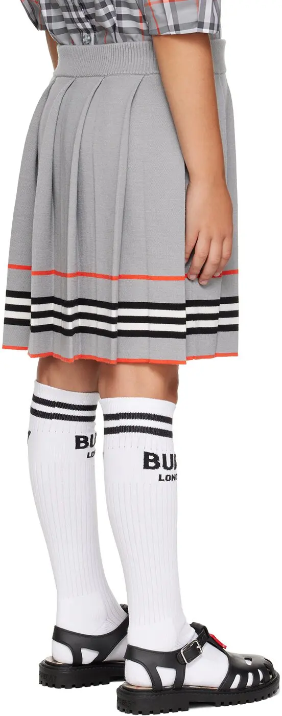 Burberry Icon Stripe Knitted Pleated Miniskirt