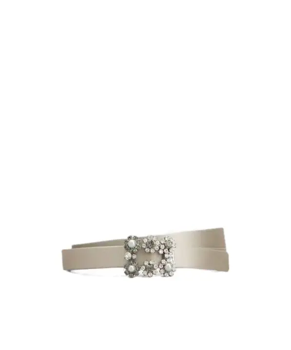 ROGER VIVIER Efflorescence Satin Belt - Silver