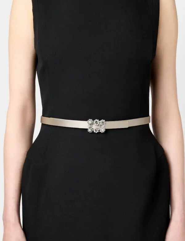 ROGER VIVIER Efflorescence Satin Belt - Silver