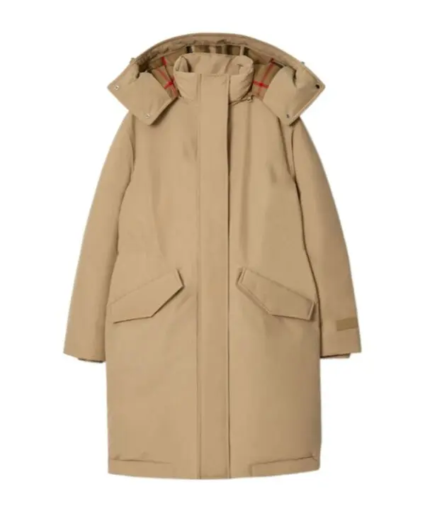 Burberry Down-filled Coat With Detachable Hood - Camel