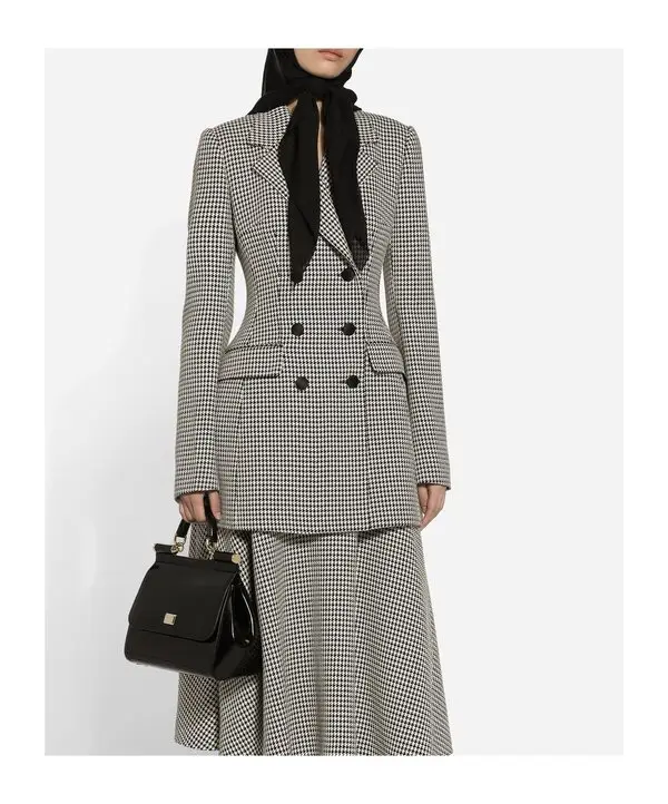 Dolce & Gabbana Double-breasted Houndstooth Blazer - Grey