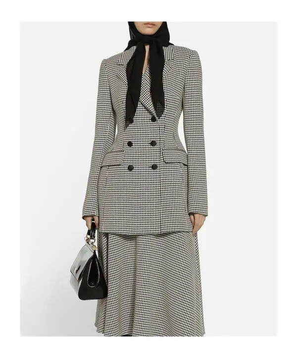 Dolce & Gabbana Double-breasted Houndstooth Blazer - Grey