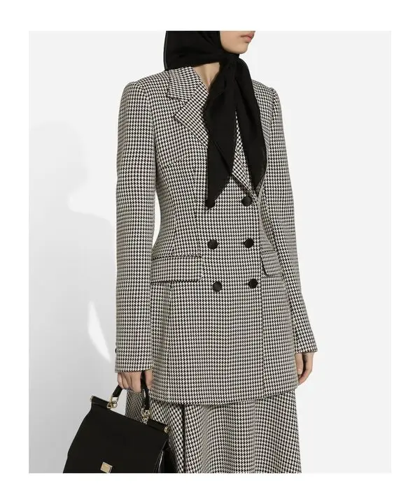 Dolce & Gabbana Double-breasted Houndstooth Blazer - Grey