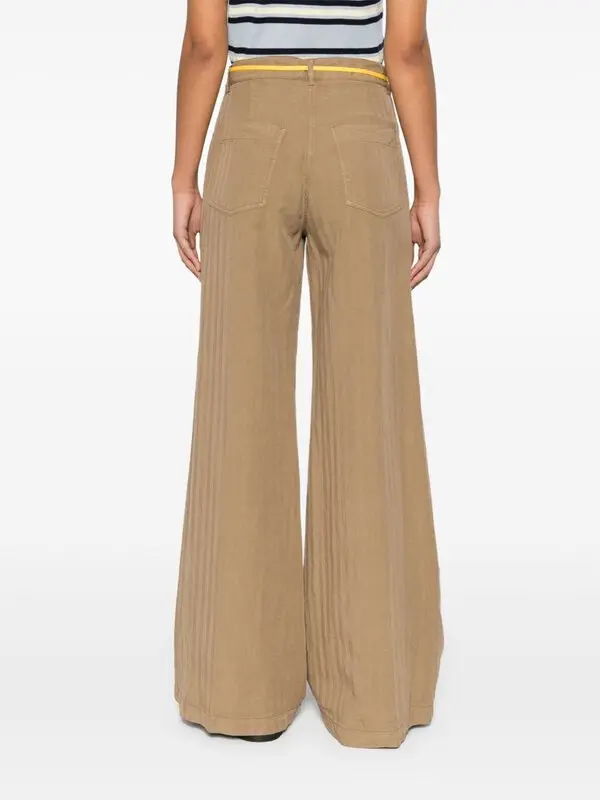 Aspesi Striped Wide-leg Trousers With Buckled Waist