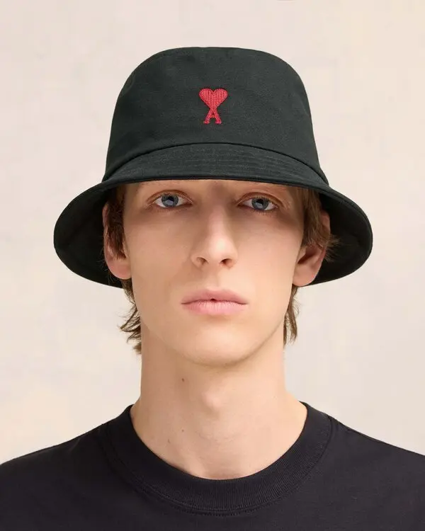AMI Paris De Coeur Embroidered Bucket Hat
