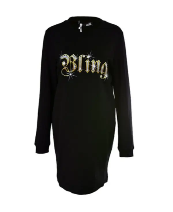Moschino Printed Logo Long Sleeve Dress