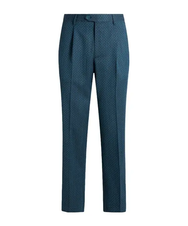 Etro Wool Trousers With Micro Motif - Navy Blue