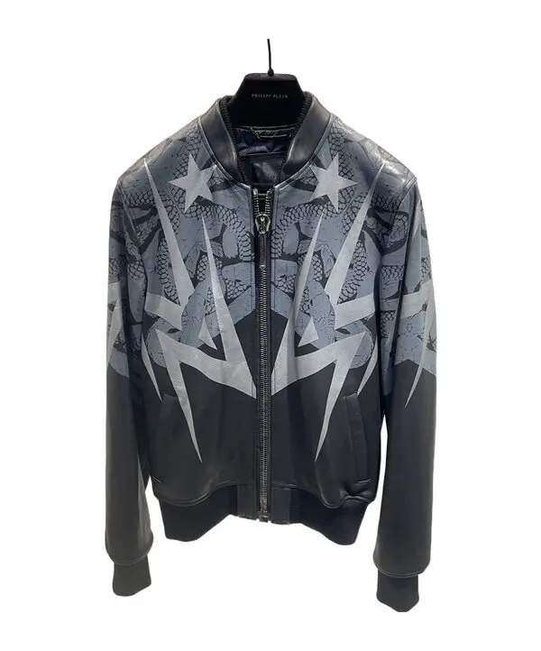 Philipp Plein Leather Bomber Jacket