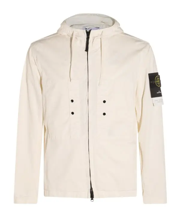 Stone Island Drawstring Hooded Jacket - Ivory