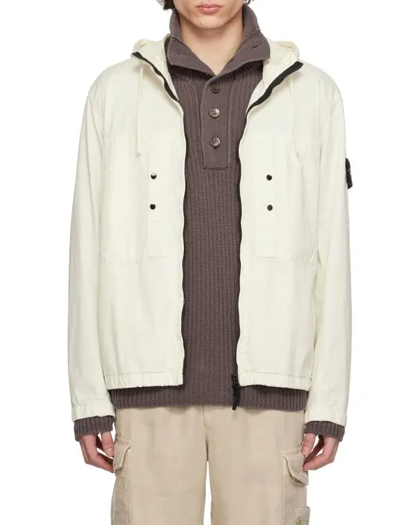 Stone Island Drawstring Hooded Jacket - Ivory