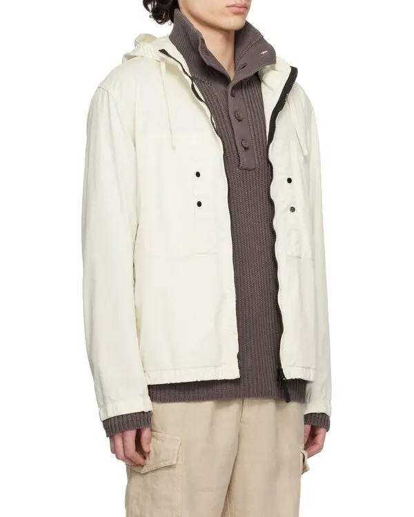 Stone Island Drawstring Hooded Jacket - Ivory