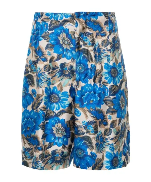 Moschino Floral Print Pleated Shorts - Blue