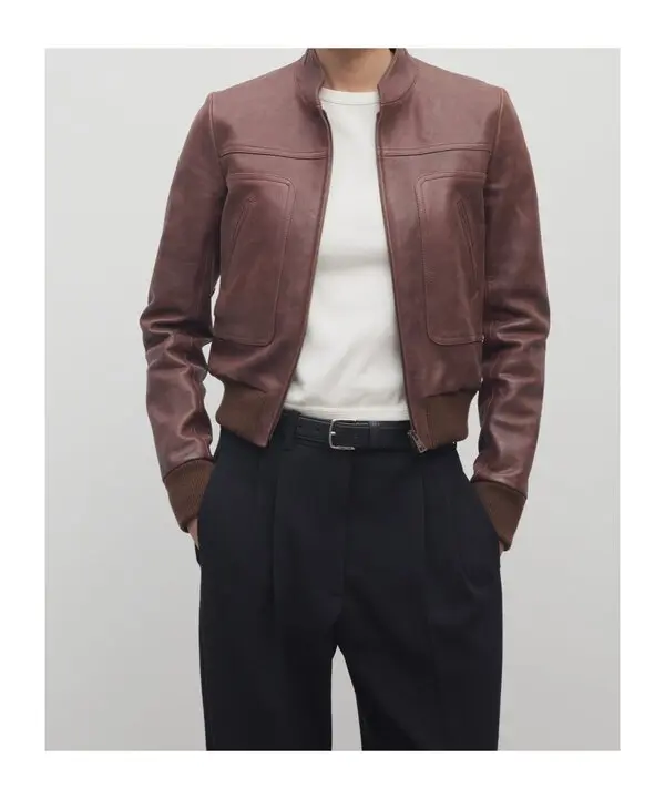 THE ROW Bader Leather Bomber Jacket