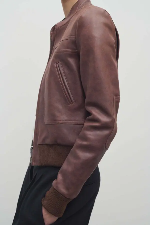 THE ROW Bader Leather Bomber Jacket