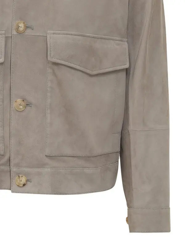 Brunello Cucinelli Collared Button-up Jacket - Nude