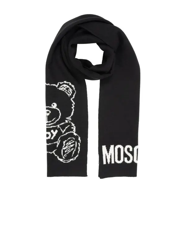 Moschino Teddy Bear Pattern Scarf - Black