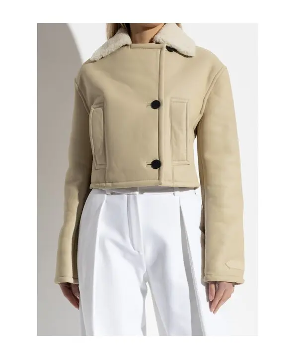 Jacquemus Double-breasted Shearling Coat - Cream