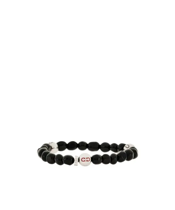 FERRAGAMO Gancio Bead Bracelet - Black/palladium