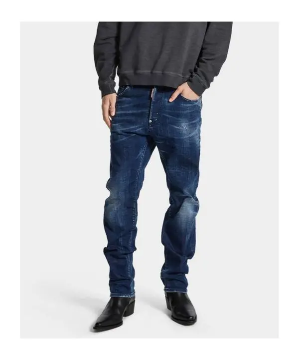 Dsquared2 Straight Leg Distressed Jeans - Navy