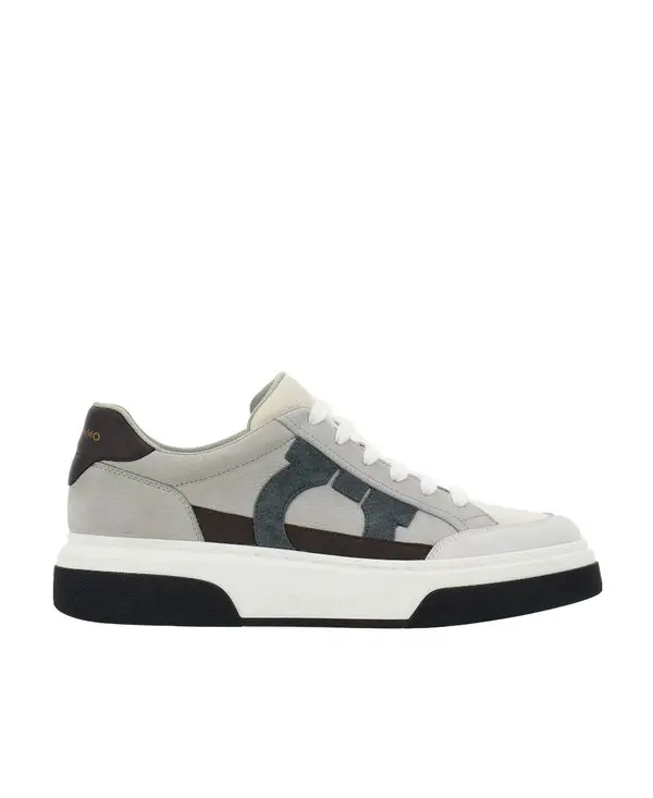 FERRAGAMO Gancini Embroidered Lace-up Sneakers - White