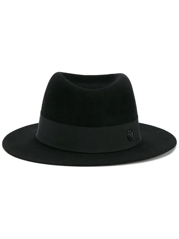 MAISON MICHEL Andre Logo Plaque Fedora Hat