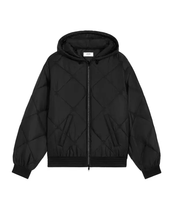 Celine Quilted Jacket In Light Nylon - Black
