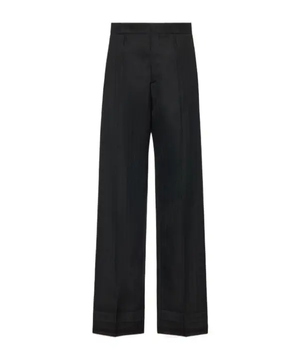 MAISON MARGIELA Wool-blend Tailored Trousers With Contrast Cuff Trim - Black