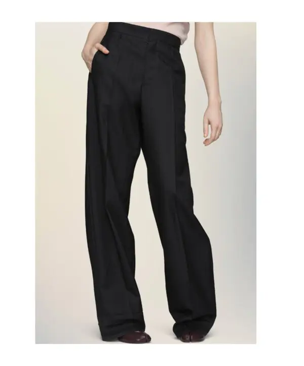 MAISON MARGIELA Wool-blend Tailored Trousers With Contrast Cuff Trim - Black