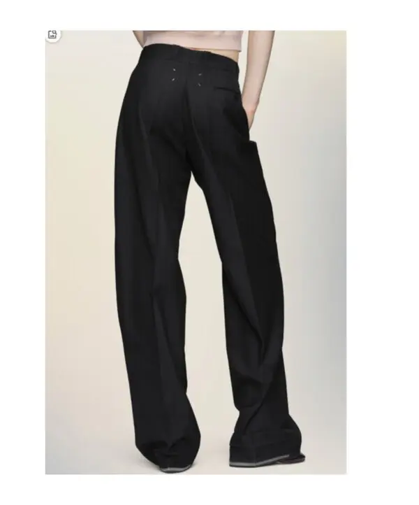 MAISON MARGIELA Wool-blend Tailored Trousers With Contrast Cuff Trim - Black