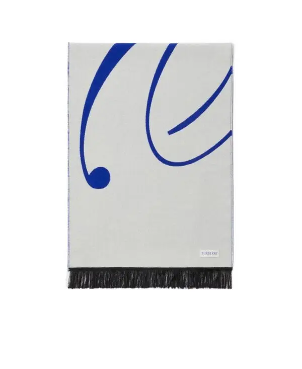 Burberry Logo Intarsia-knit Fringe-edged Scarf