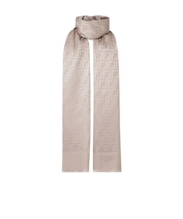 Fendi All-over Ff Motif Frayed-edge Scarf - Grey