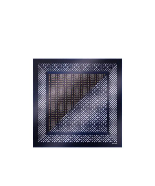 Max Mara Printed Silk Oversized Scarf - Midnight Blue